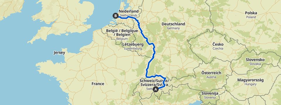 The Rhine Cycle Path - in 24 stages from the source to the North Sea